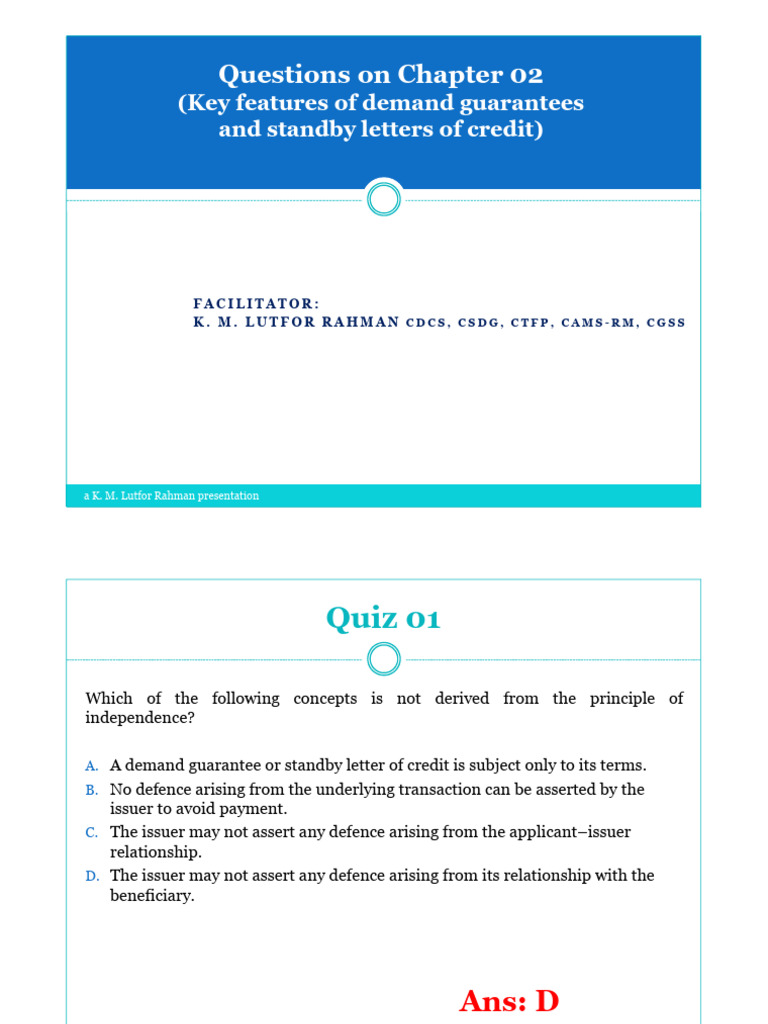 CSDG Study Material: Demand Guarantees | PDF | Guarantee | Surety