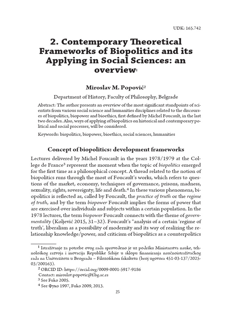 Contemporary Theoretical Frameworks of B | PDF | Psychoanalysis | Michel Foucault