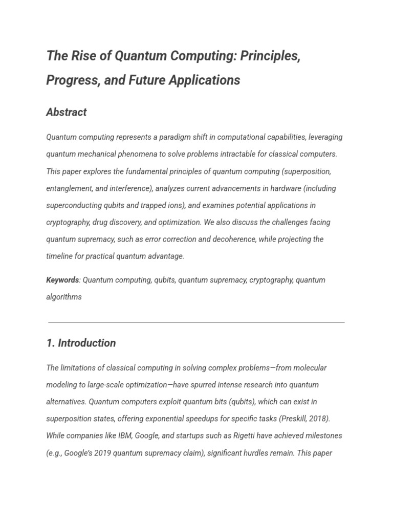 Quantum Computing: Principles and Future | PDF | Quantum Computing | Classes Of Computers