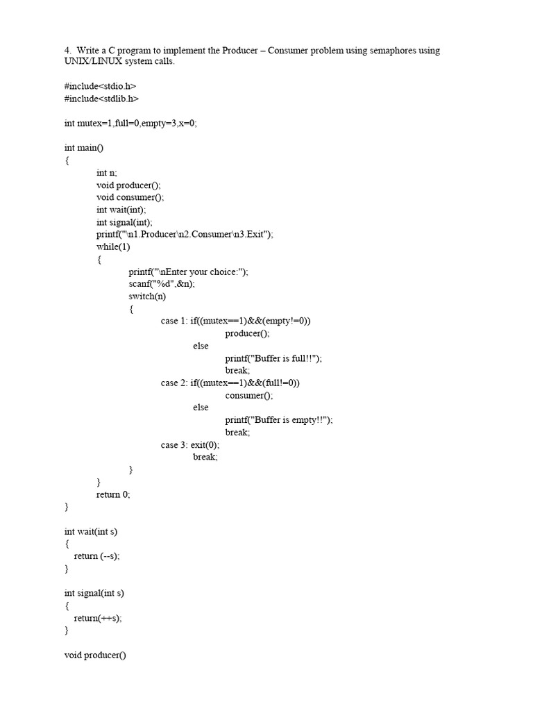 Os Lab 4TH & 5TH Week Programs | PDF | Operating System Technology | Software Engineering