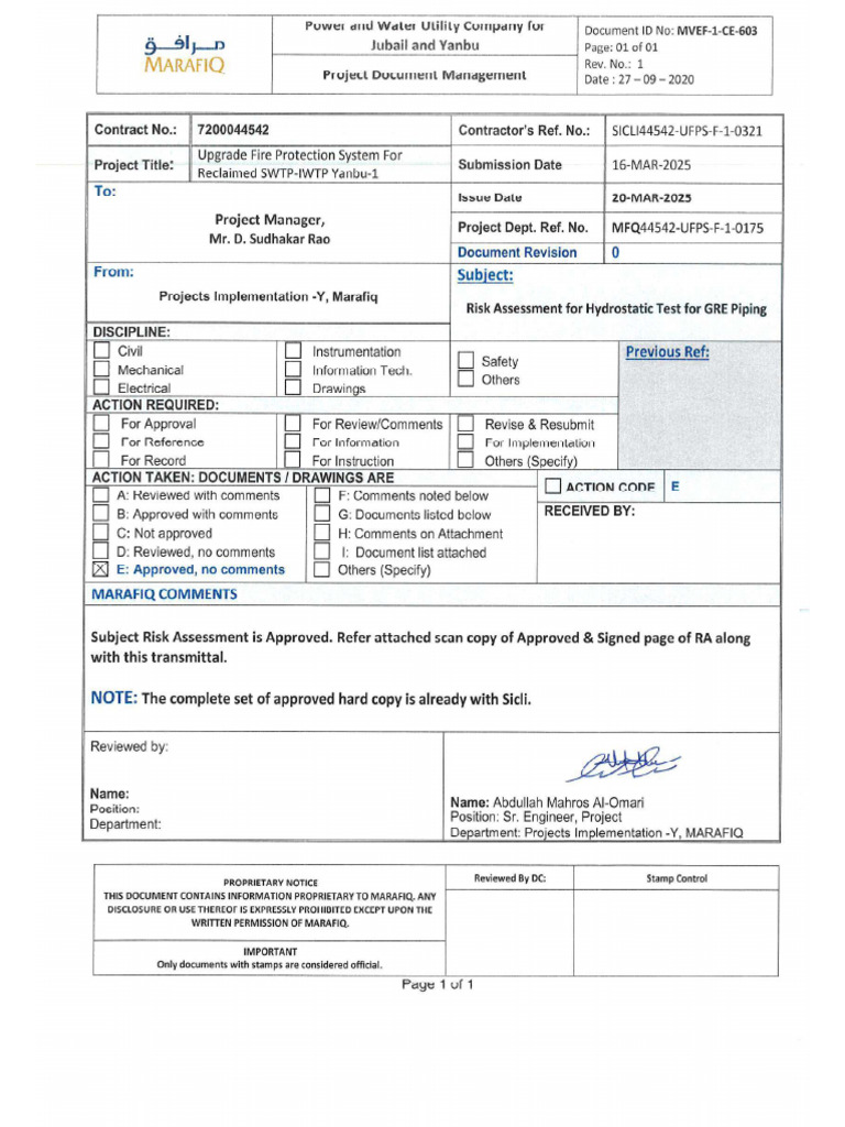 Hydrostatic Test Risk Assessment Report | PDF | Risk | Hazards