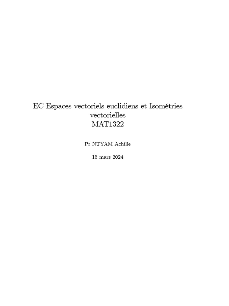 Espaces vectoriels euclidiens et isométries | PDF | Espace euclidien ...