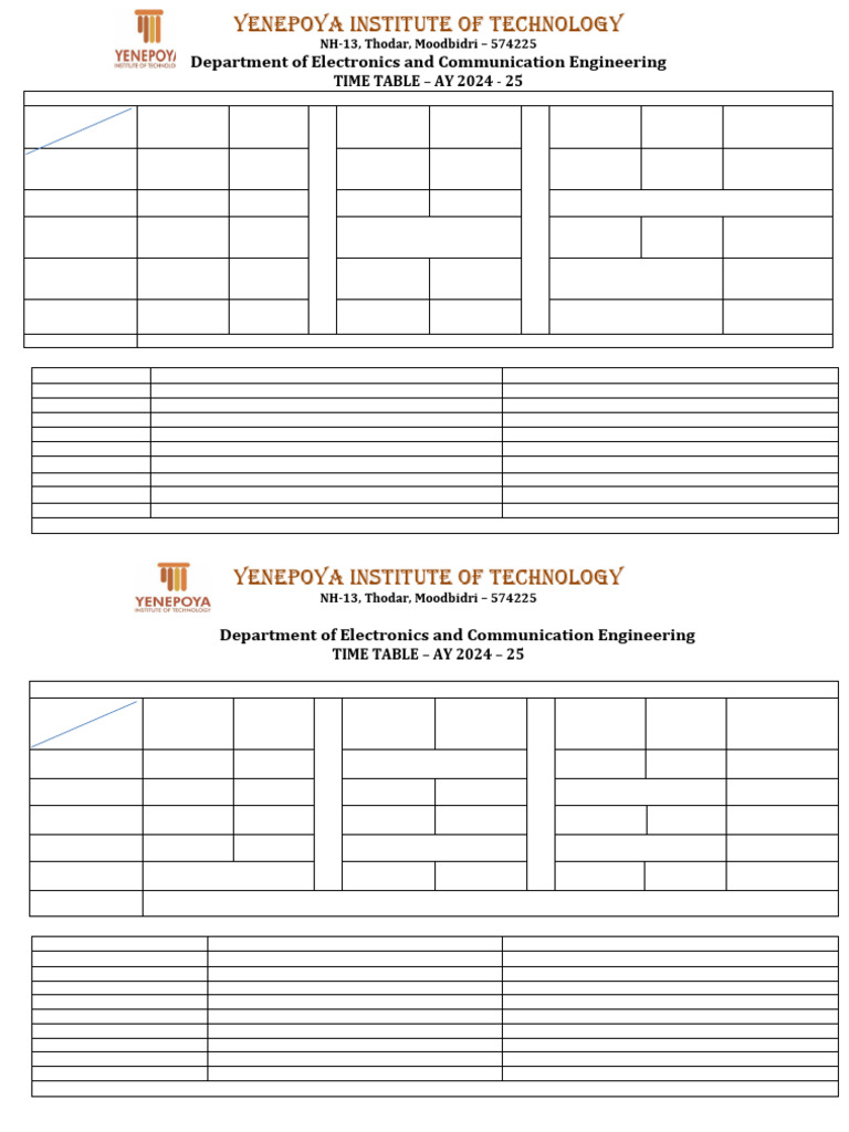 ECE Timetable AY 2024-25 | PDF | Workweek And Weekend
