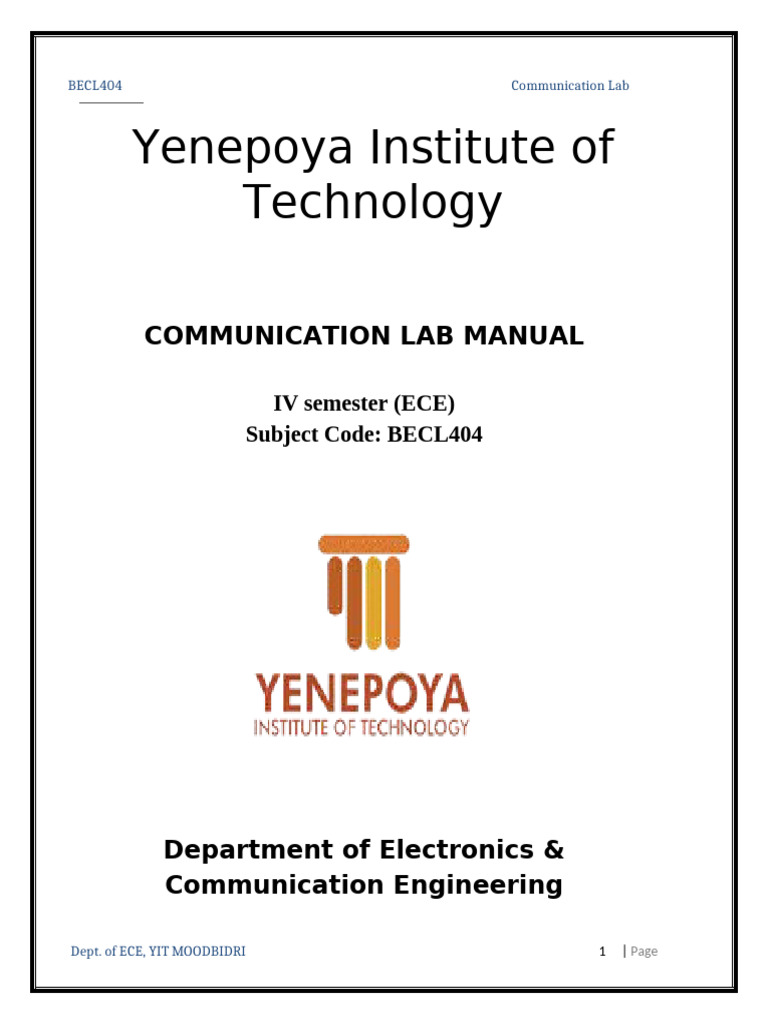 BECL404 COMMUNICATION LAB | PDF | Modulation | Frequency Modulation