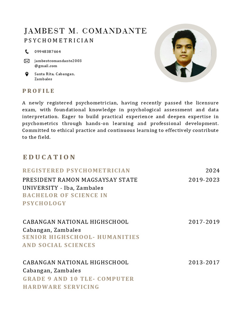 Jambest Comandante, Resume. | PDF | Psychometrics | Psychology