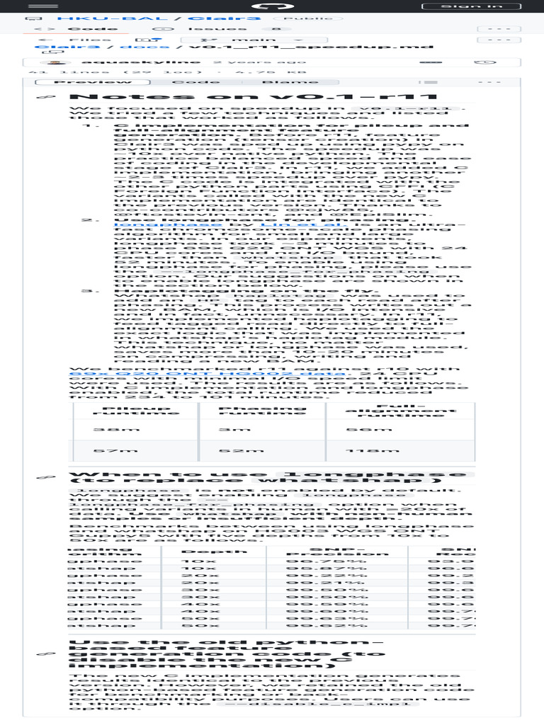 Clair3docsv0.1 - r11 - Speedup - MD at Main HKU-BALClair3 GitHub | PDF | Software | Computer ...