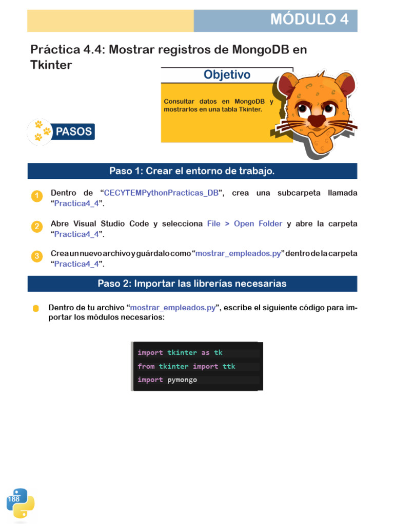Práctica 4.4 Mostrar Registros de MongoDB en Tkinter | PDF | Mongo Db ...