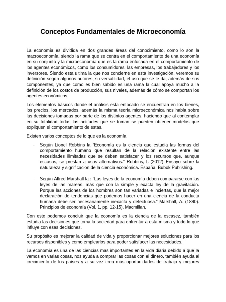 Conceptos Fundamentales de Microeconomía | PDF | Ciencias económicas | Microeconomía