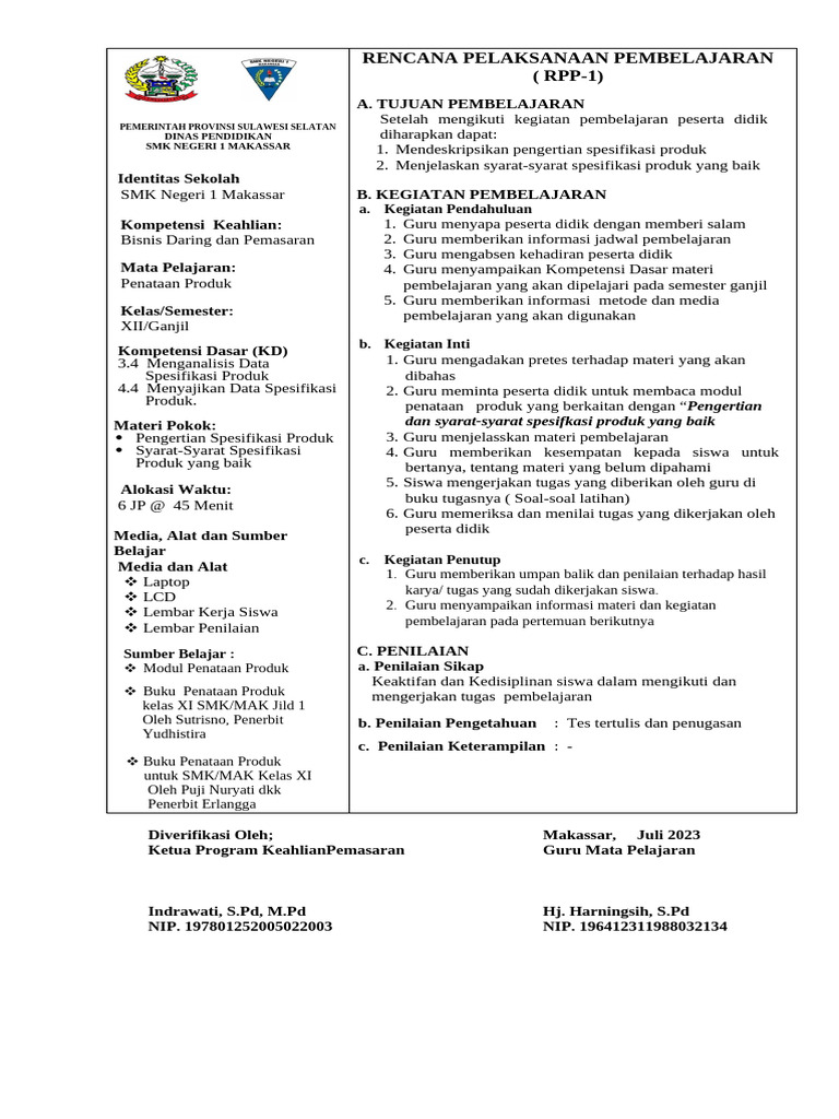 RPP Ganjil 2023-2024 | PDF