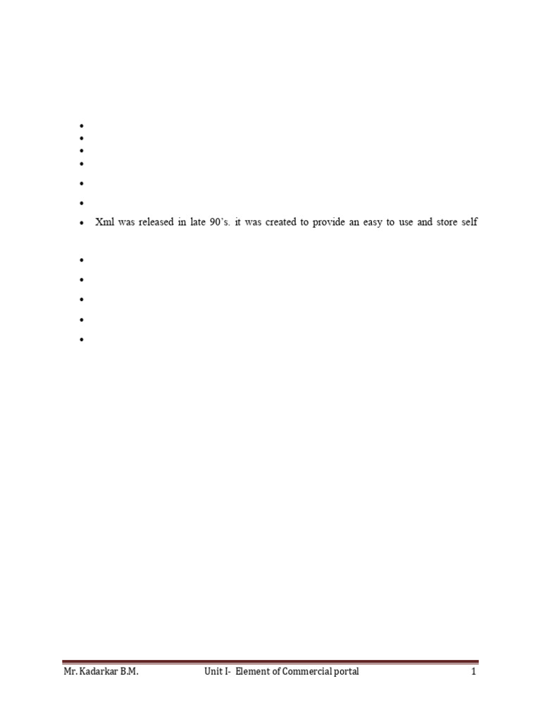 Element of Commercial Portal Unit II | PDF | Document Object Model | Xml Schema
