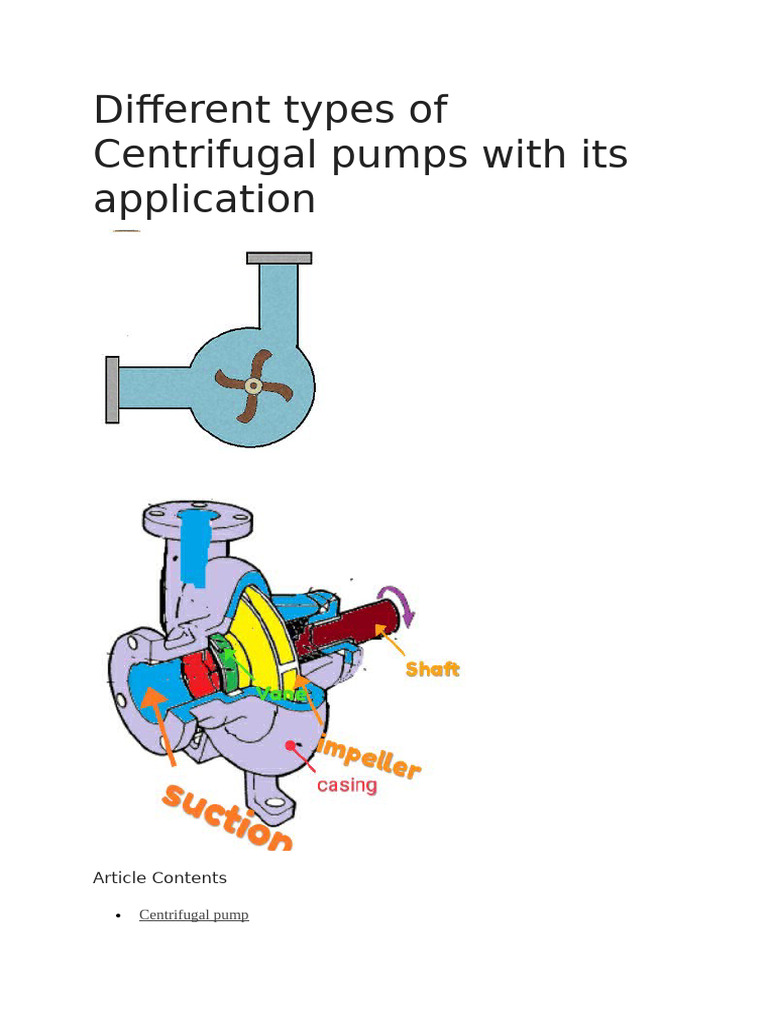 Types and Applications of Centrifugal Pumps | PDF | Pump | Chemical ...