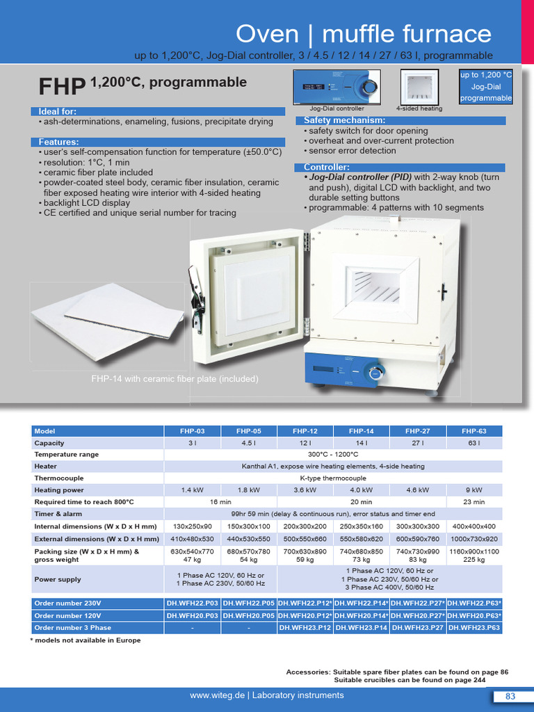 Muffle Furnace Witeg Germany | PDF | Thermodynamics | Home Appliance