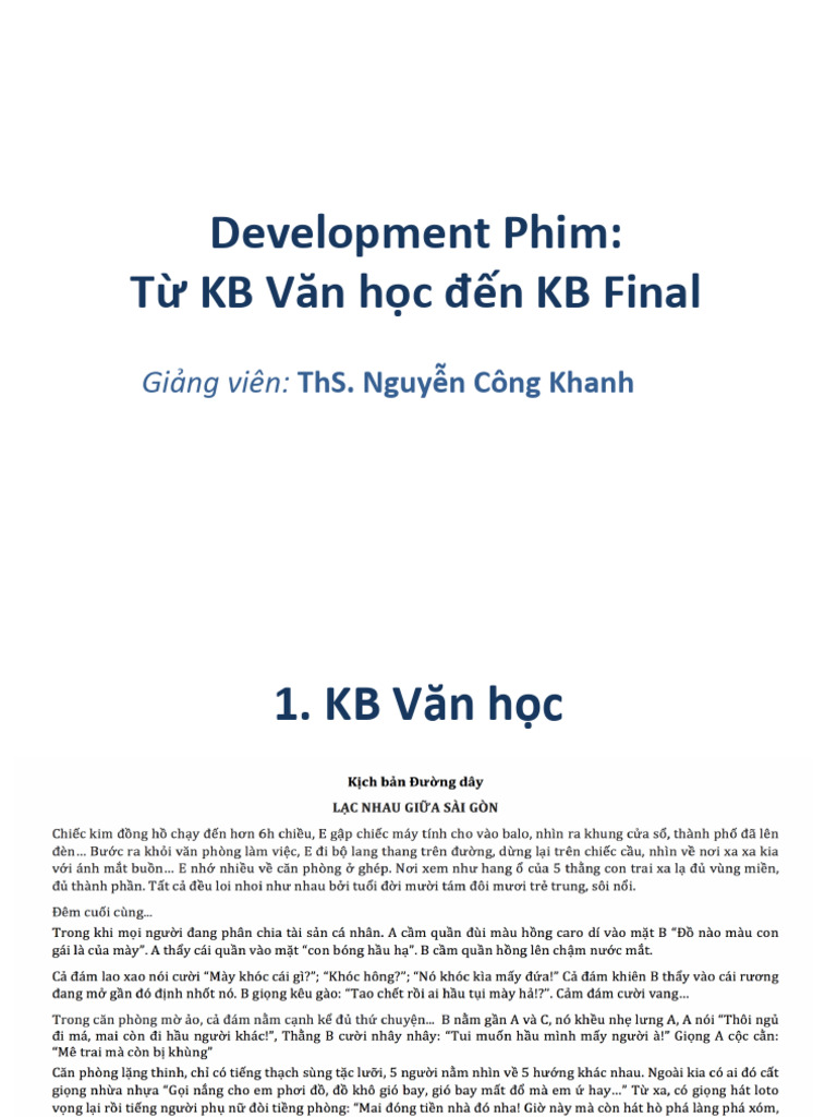 Bài Development Phim - Từ KB VH đến KB Final | PDF