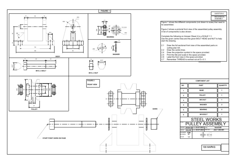 Grade 11 Machine Drawing Question Paper | PDF | Nut (Hardware ...