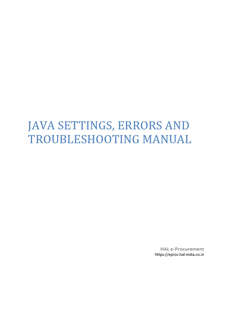 Java Settings Error and Troubleshooting Manual | PDF | Java (Programming Language) | Login