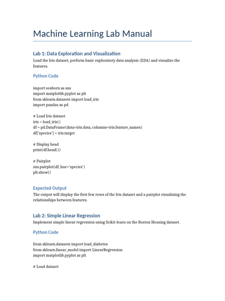 Machine Learning Lab Manual (1) | PDF