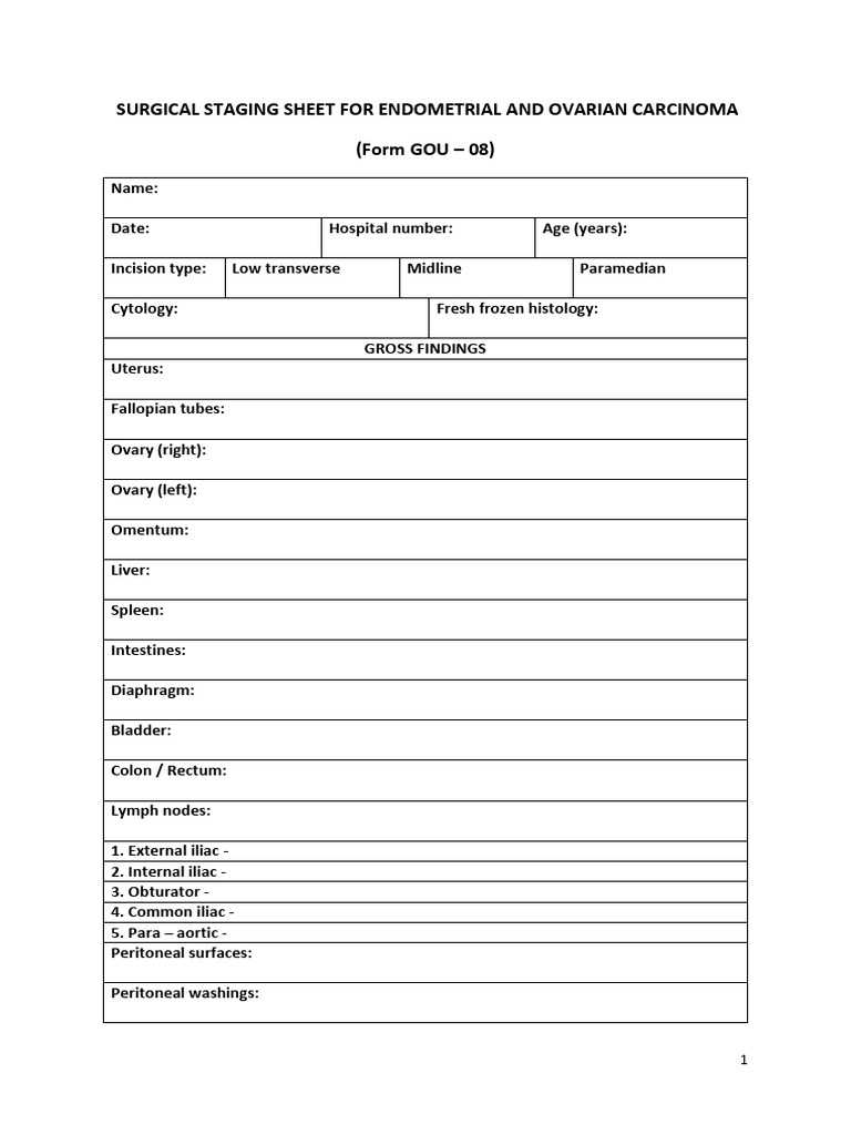 GOU 10 - Surgical Staging Sheet | PDF