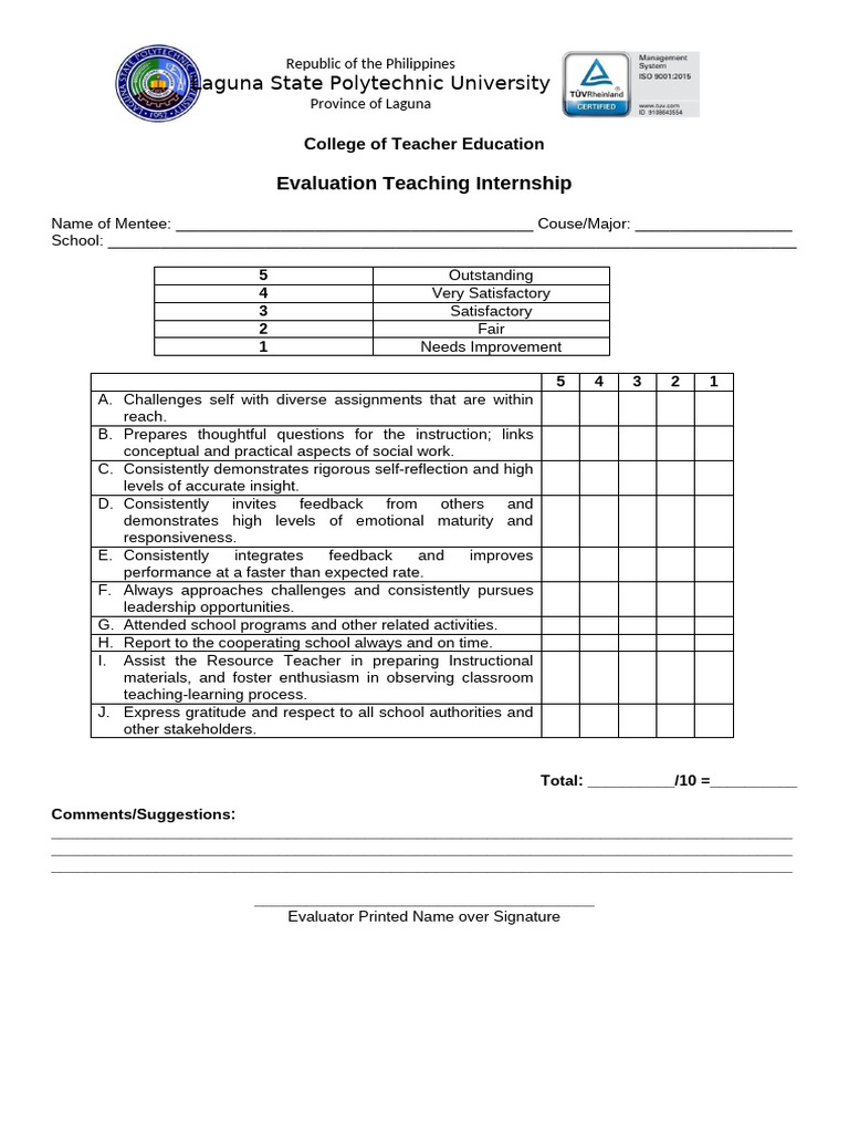 PST - Evaluation Form Prof 100 | PDF | Education Theory | Behavior Modification