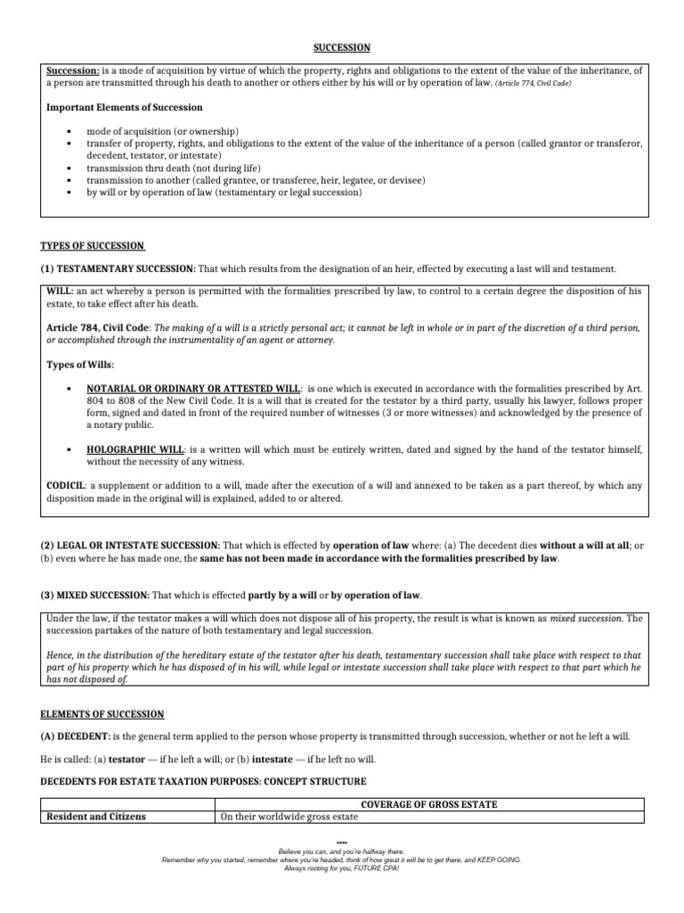 Understanding Succession and Estate Tax | PDF | Will And Testament ...