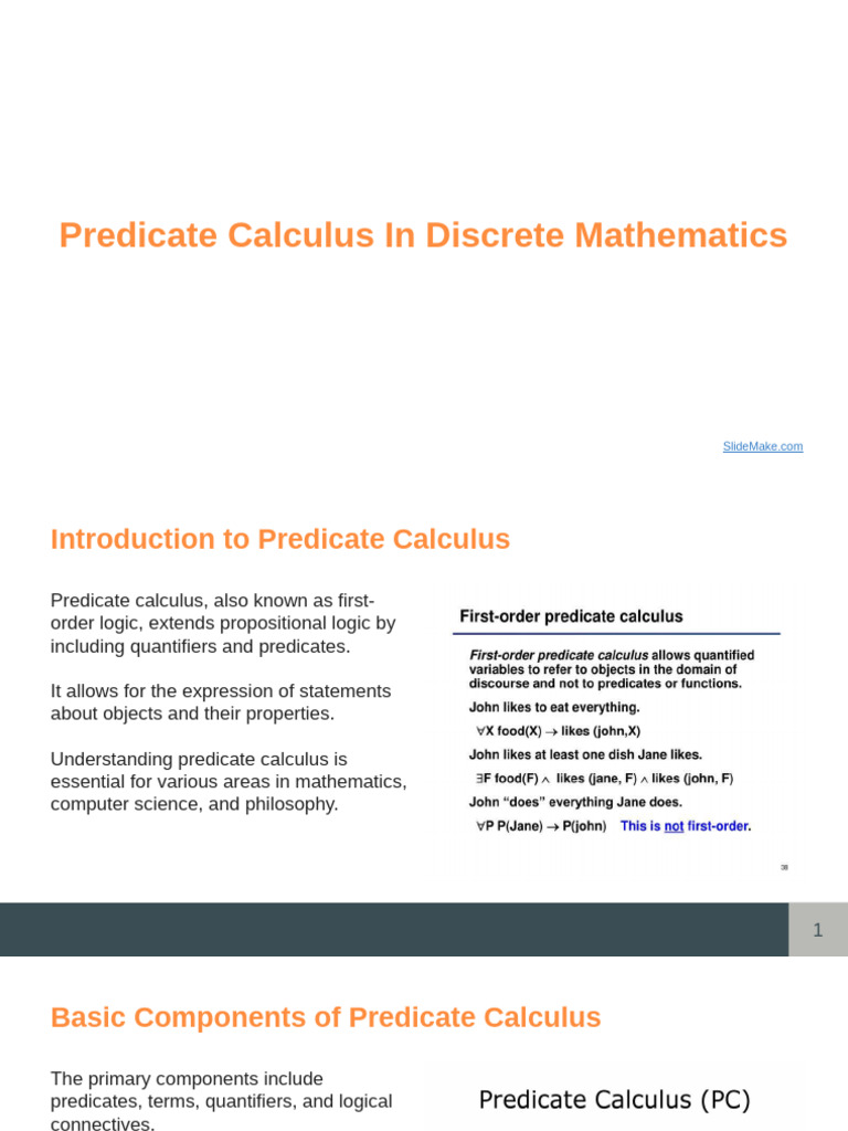 Predicate Calculus in Discrete Mathematics | PDF | First Order Logic | Logic