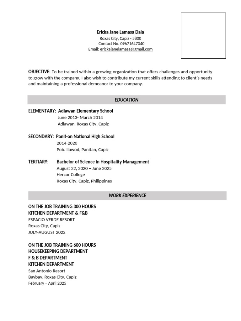 Dala, Ericka Jane Resume | PDF