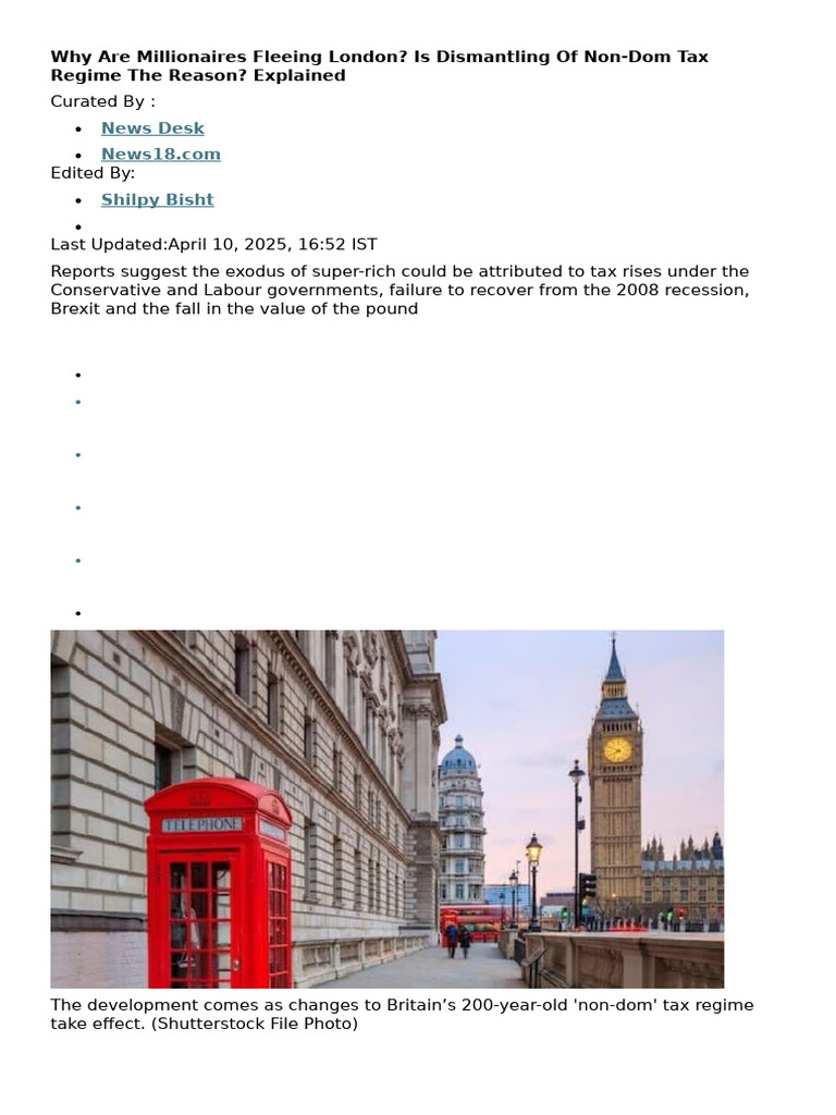 Causes of London's Millionaire Exodus | PDF | Economies