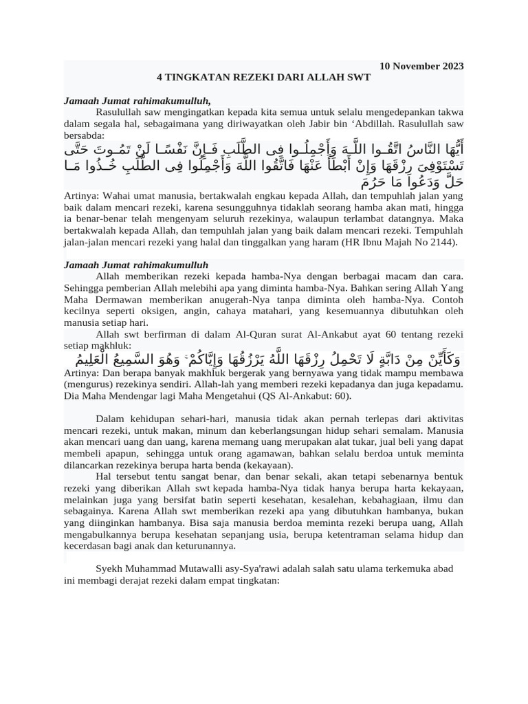 4 Tingkatan Rezeki | PDF