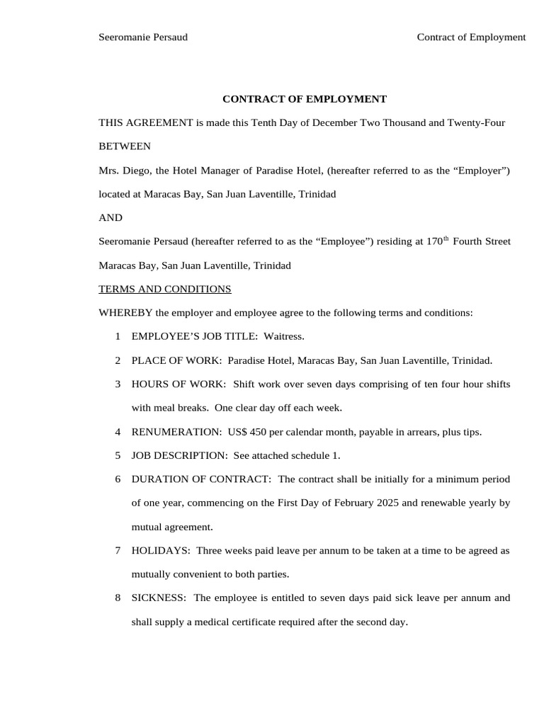 FILE 10 - Contract of Employment | PDF