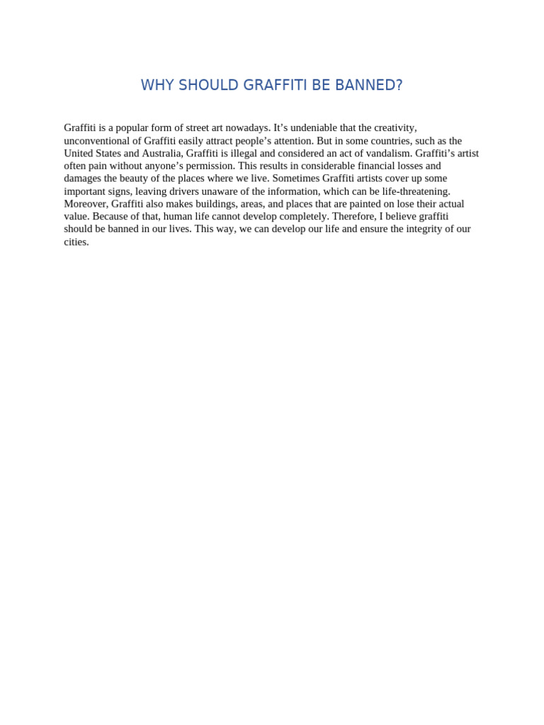 Reasons to Ban Graffiti | PDF
