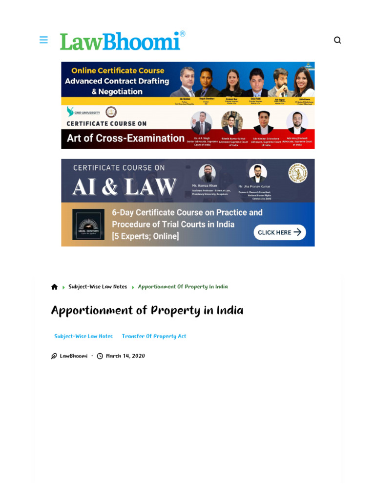 Apportionment of Property in India | PDF | Apportionment | Lease