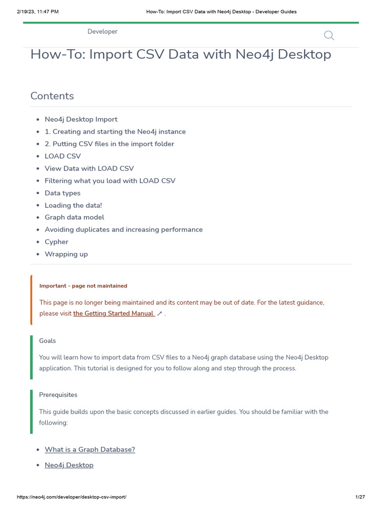 How To Import Csv Data With Neo4j Desktop Developer Guides Pdf Databases Comma