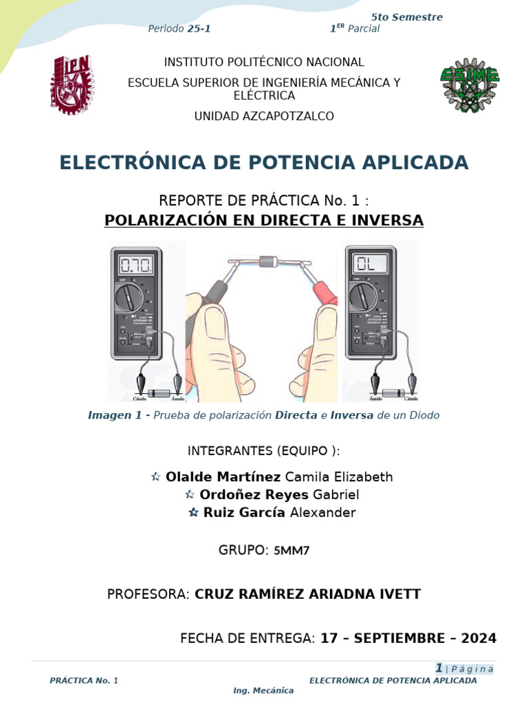 PRACTICA No 1 - DIODO | PDF | Diodo | Corriente eléctrica