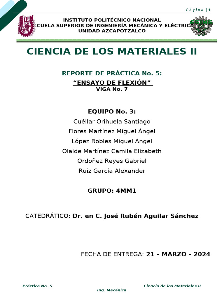 Práctica 05 FLEXIÓN (VIGA 7) | PDF | Viga (Estructura) | Madera