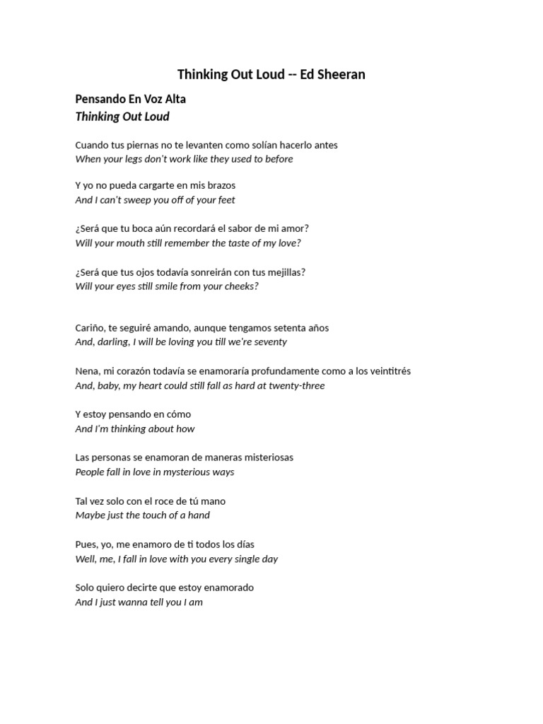Thinking Out Loud - Ed Sheeran | PDF | Grabación de sonido | Música grabada
