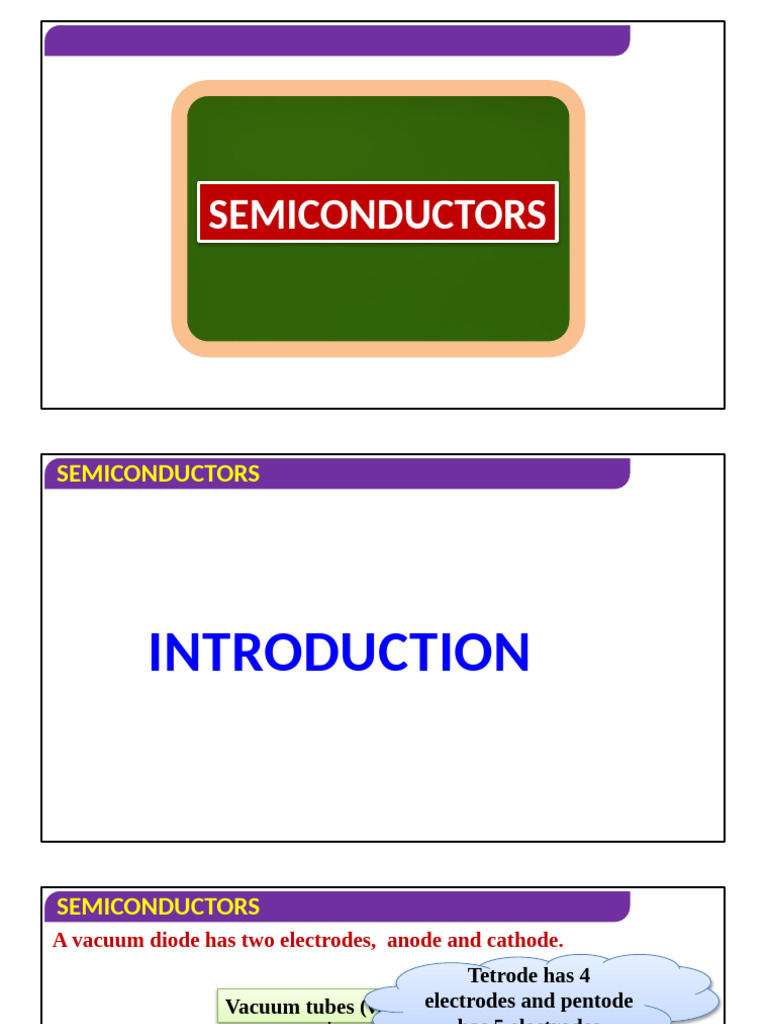 Semiconductors Intro | PDF | Vacuum Tube | Solid