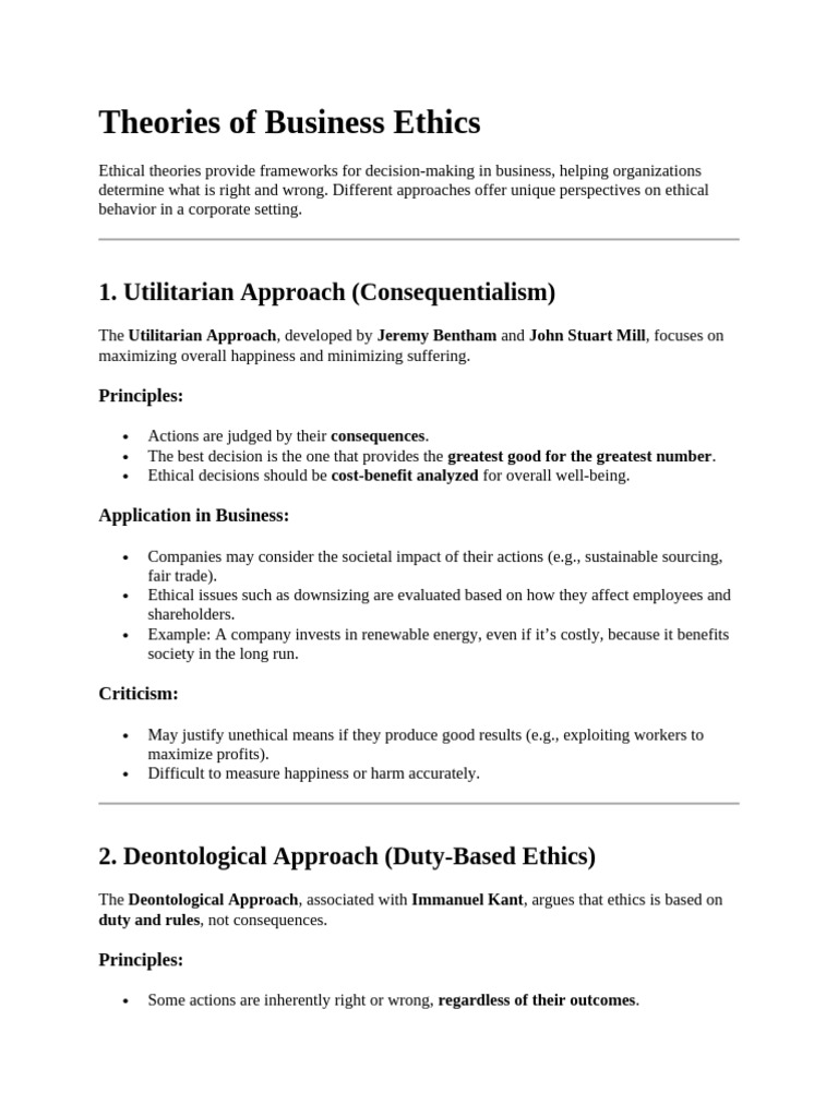Theories of Business Ethics-Unit 2 | PDF | Justice | Crime & Violence