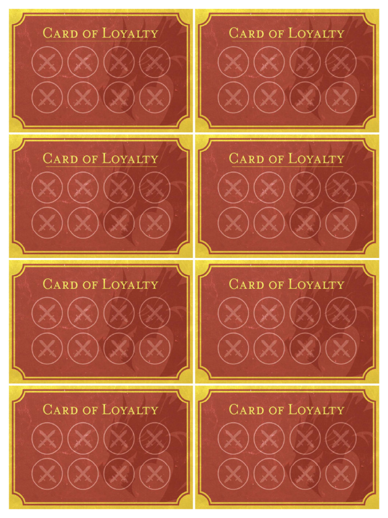 Card of Loyalty US-Letter Blank | PDF