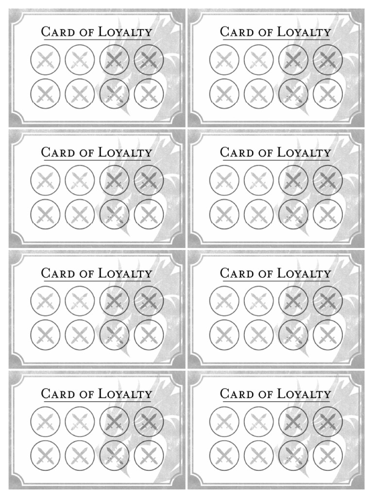 Card of Loyalty US-Letter BW Blank | PDF