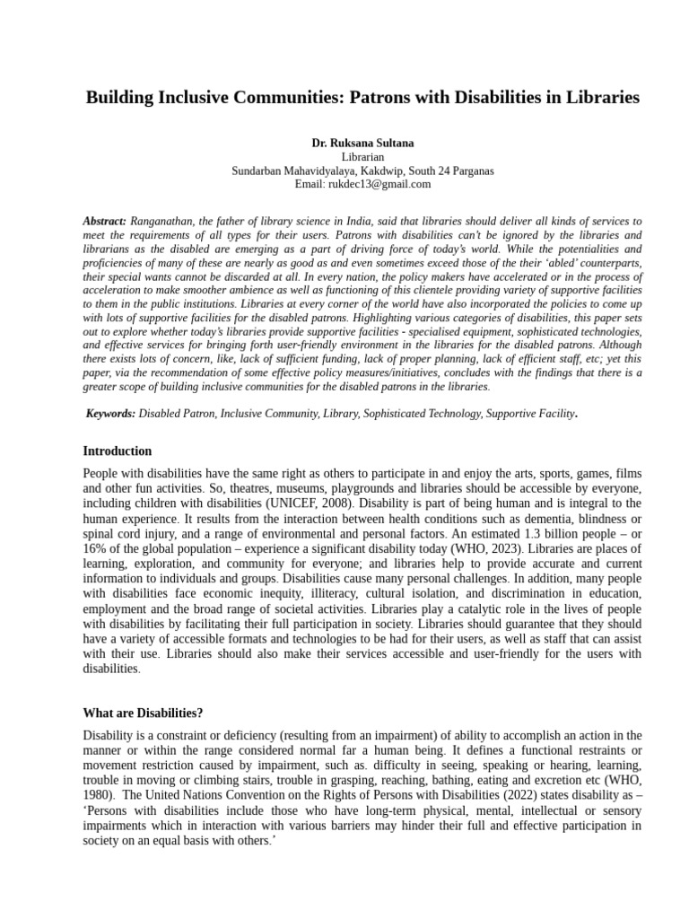 Inclusive Libraries for Disabled Patrons | PDF | Libraries | Disability