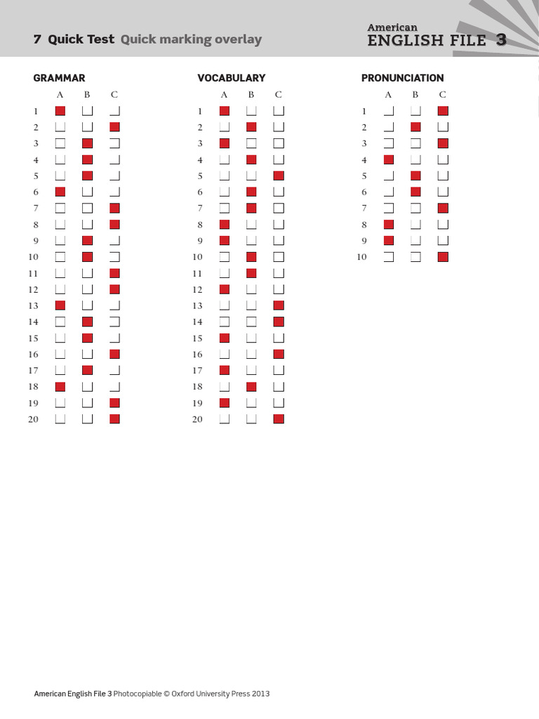 AEF3 File7 QuickTest AnswerKey | PDF
