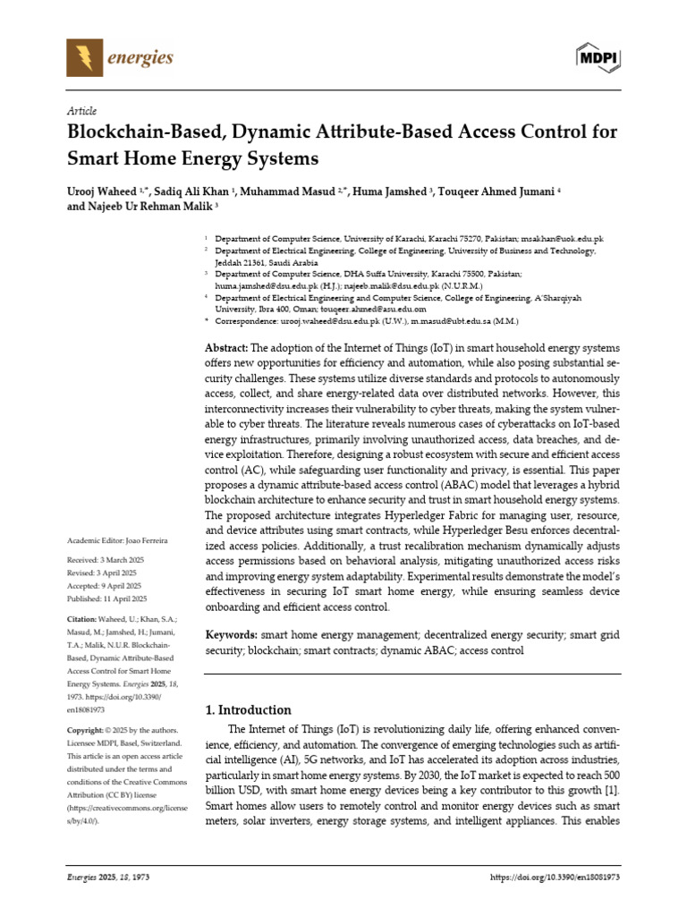 Blockchain-Based, Dynamic Attribute-Based Access Control for Smart Home Energy Systems | PDF ...