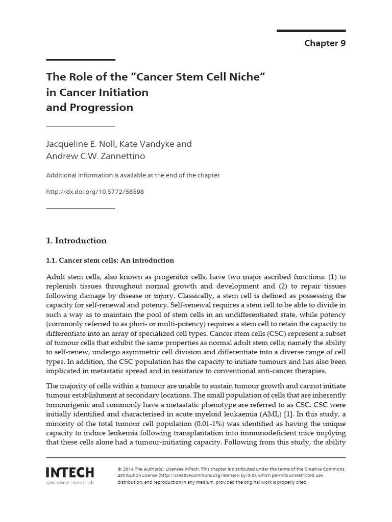 The Role of the Cancer Stem Cell Niche in Cancer Initiation and ...