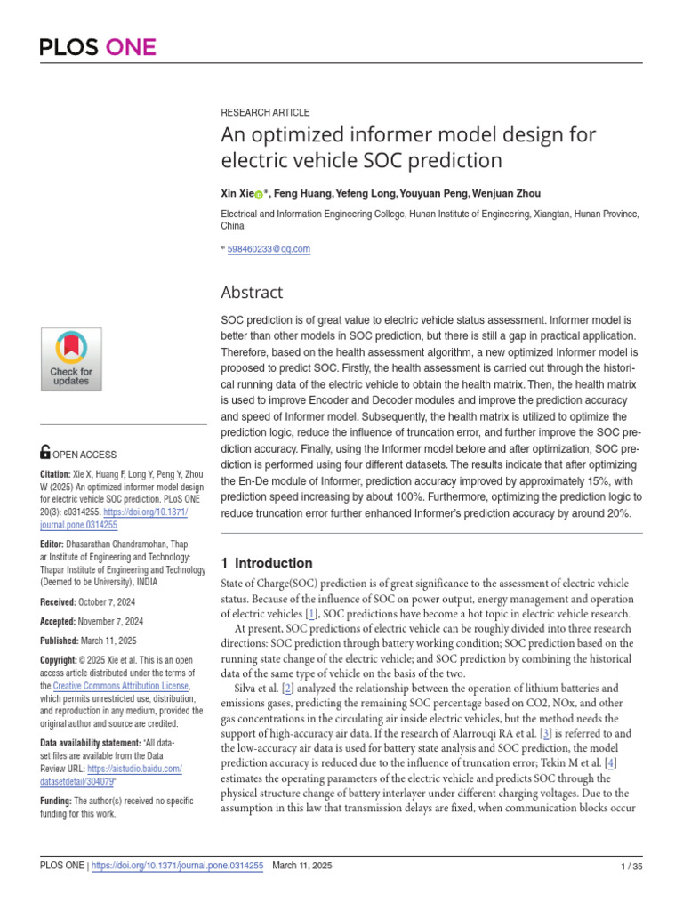 An optimized informer model design for electric vehicle SOC prediction ...