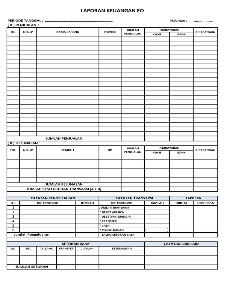 Form Laporan Keu EO | PDF