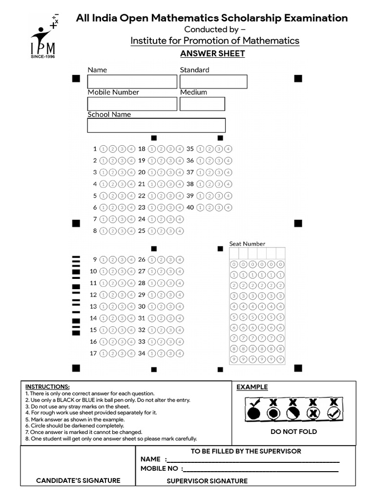 IPM Answer Sheet | PDF
