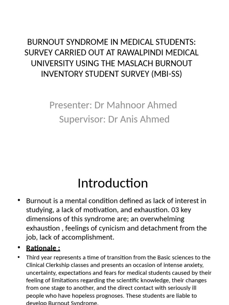 Mahnoor Ahmed - Psychiatry | PDF | Occupational Burnout | Sampling (Statistics)