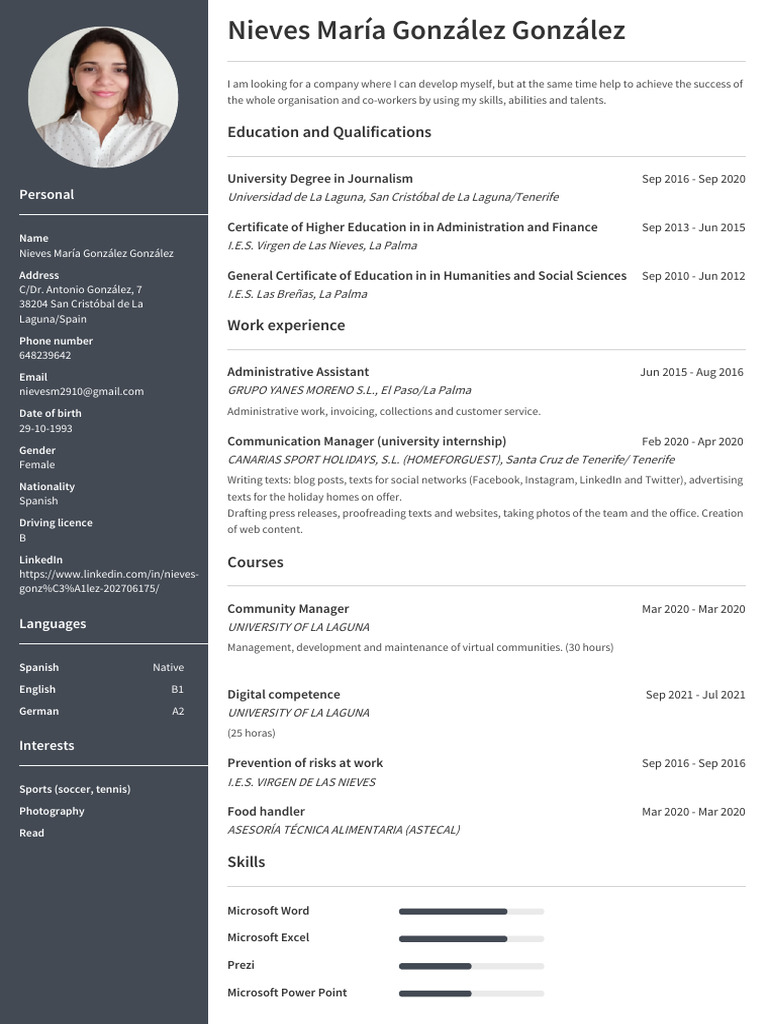 Nieves GonzÃ¡lez CV English | PDF