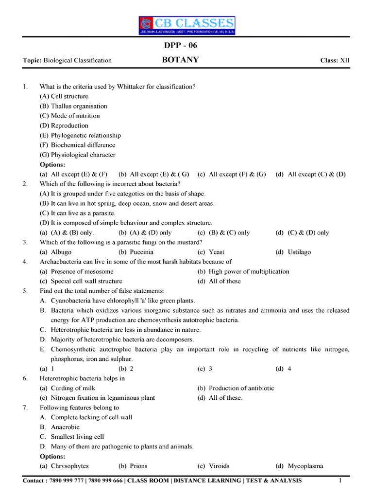 DPP of Biological Classification | PDF