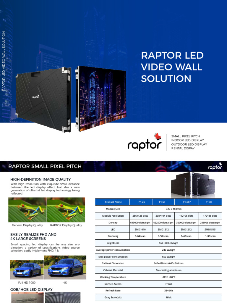 Raptor Led Video Wall Solution | PDF | Video | Display Resolution