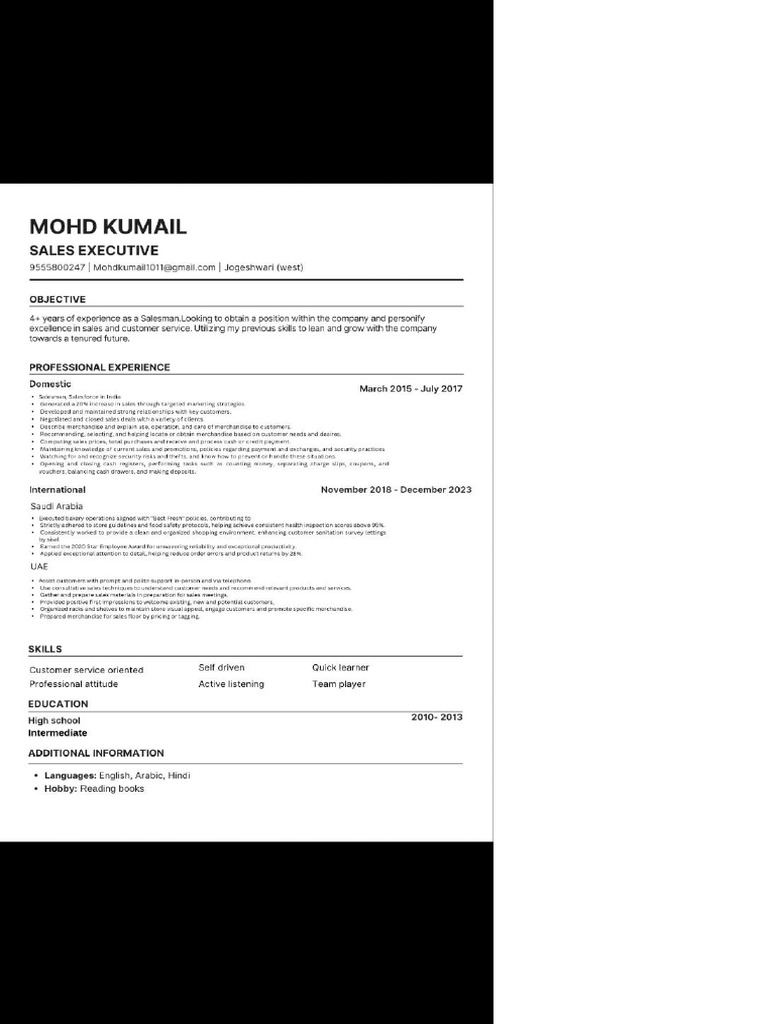 Mohd Kumail Resume Updated | PDF